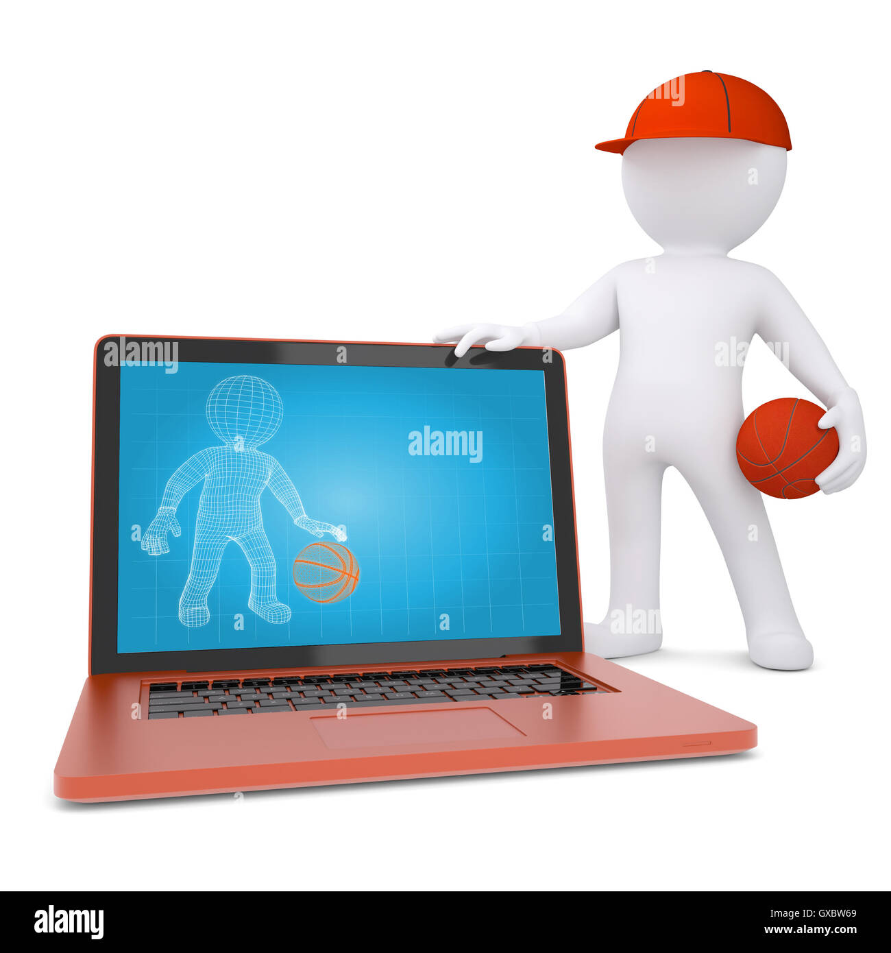 3d basketball player with the laptop Stock Photo - Alamy