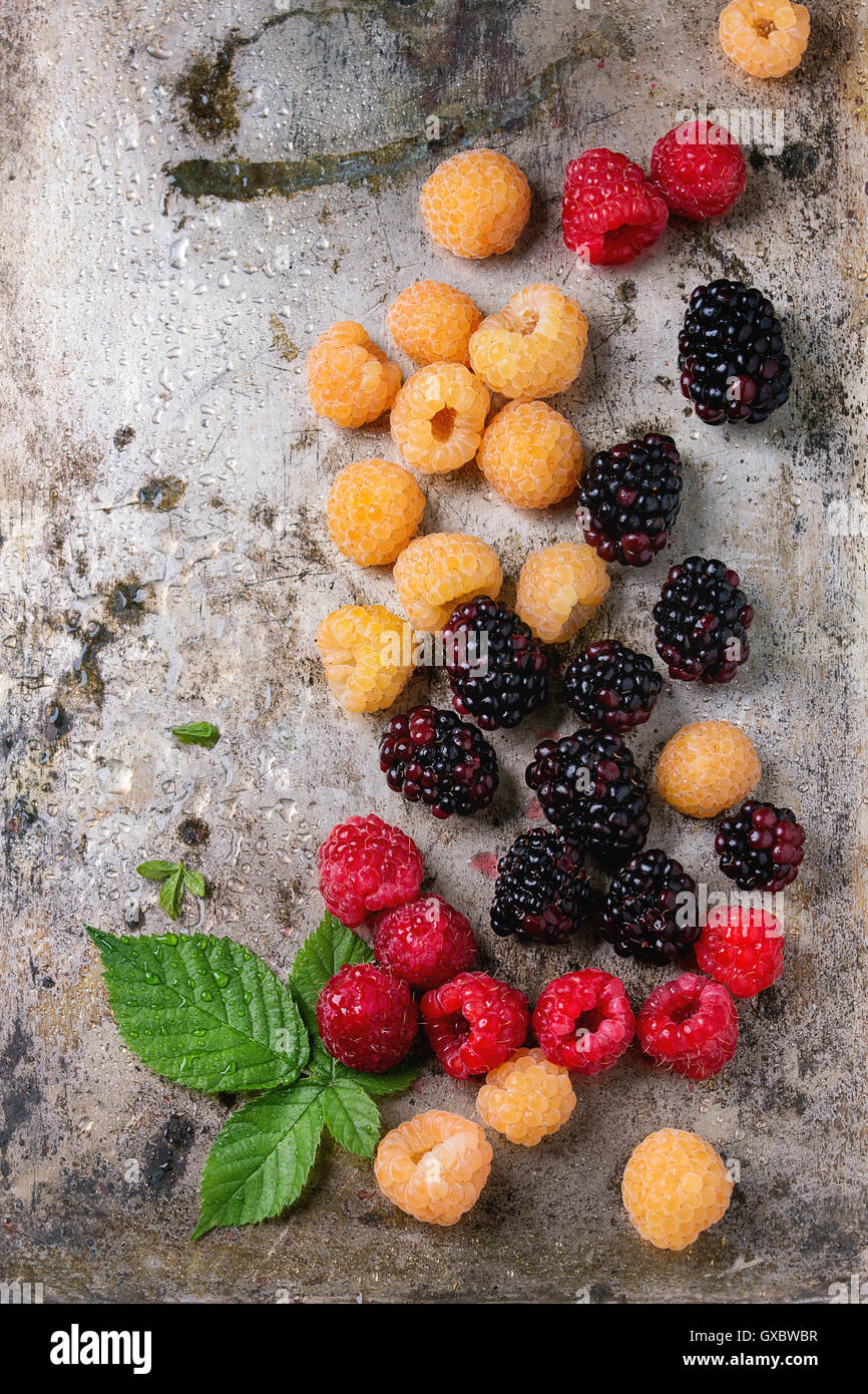 Heap of colorful raspberries Stock Photo - Alamy