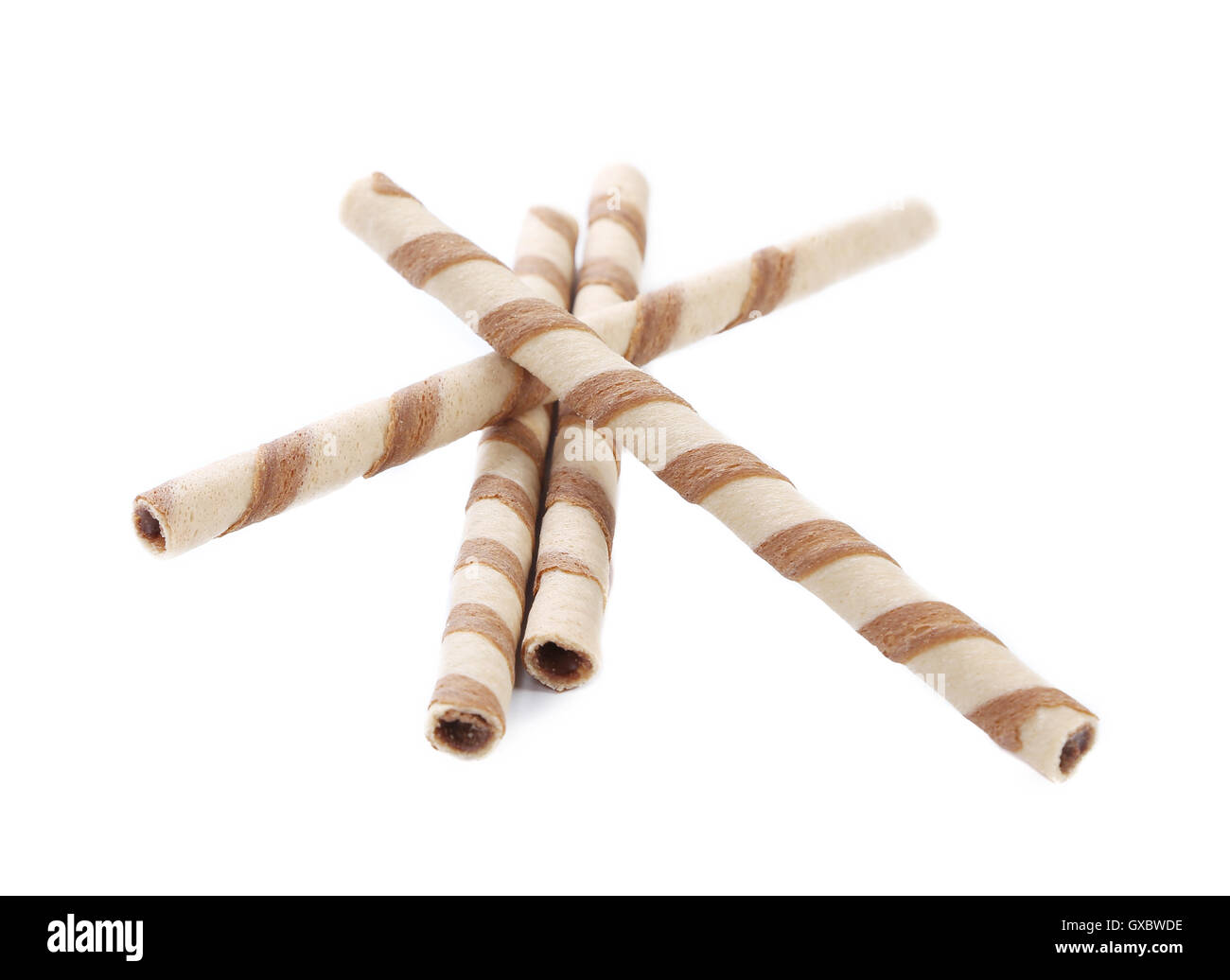 Waffle roll with chocolate cream Stock Photo - Alamy