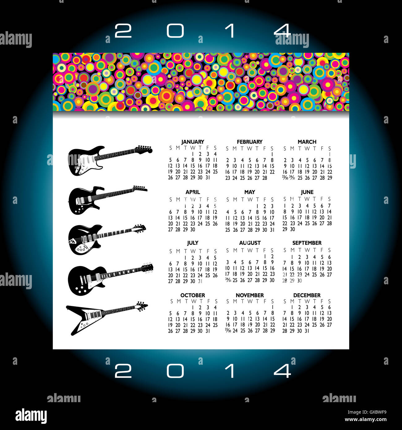 2014 Creative Music Calendar Stock Photo - Alamy