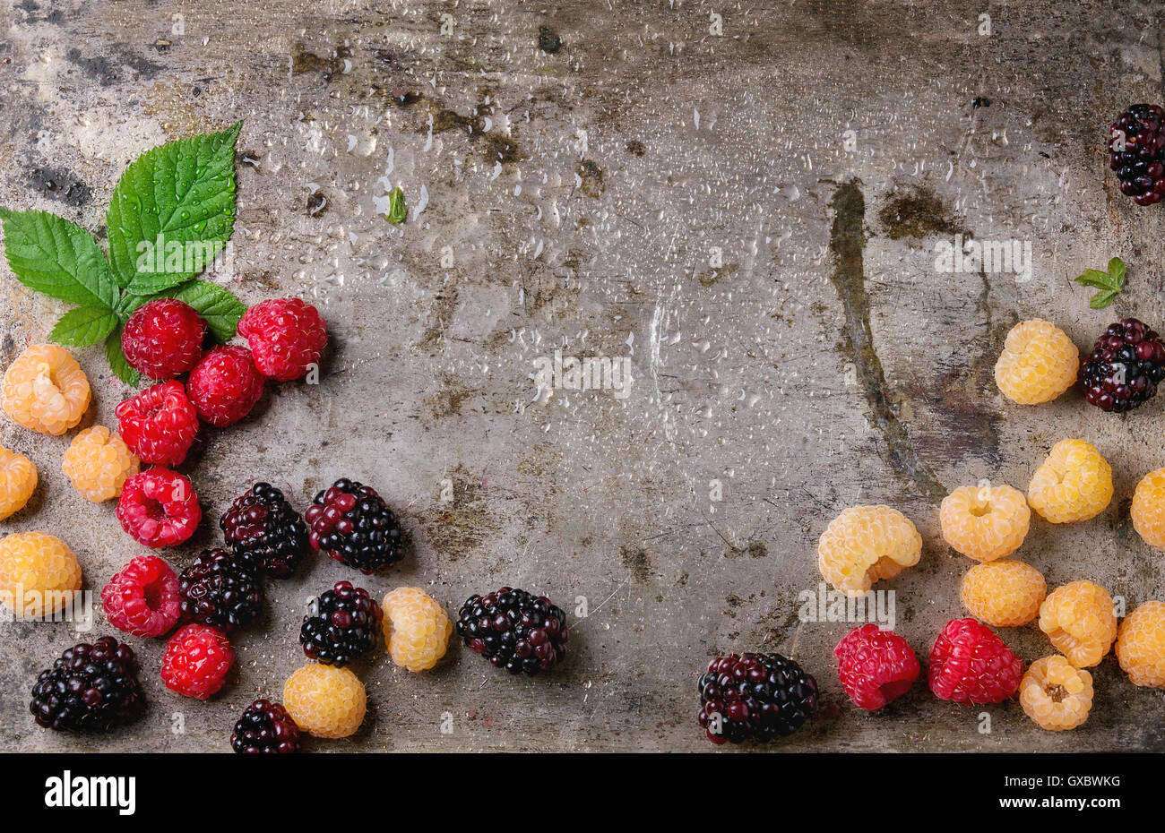 Heap of colorful raspberries Stock Photo - Alamy