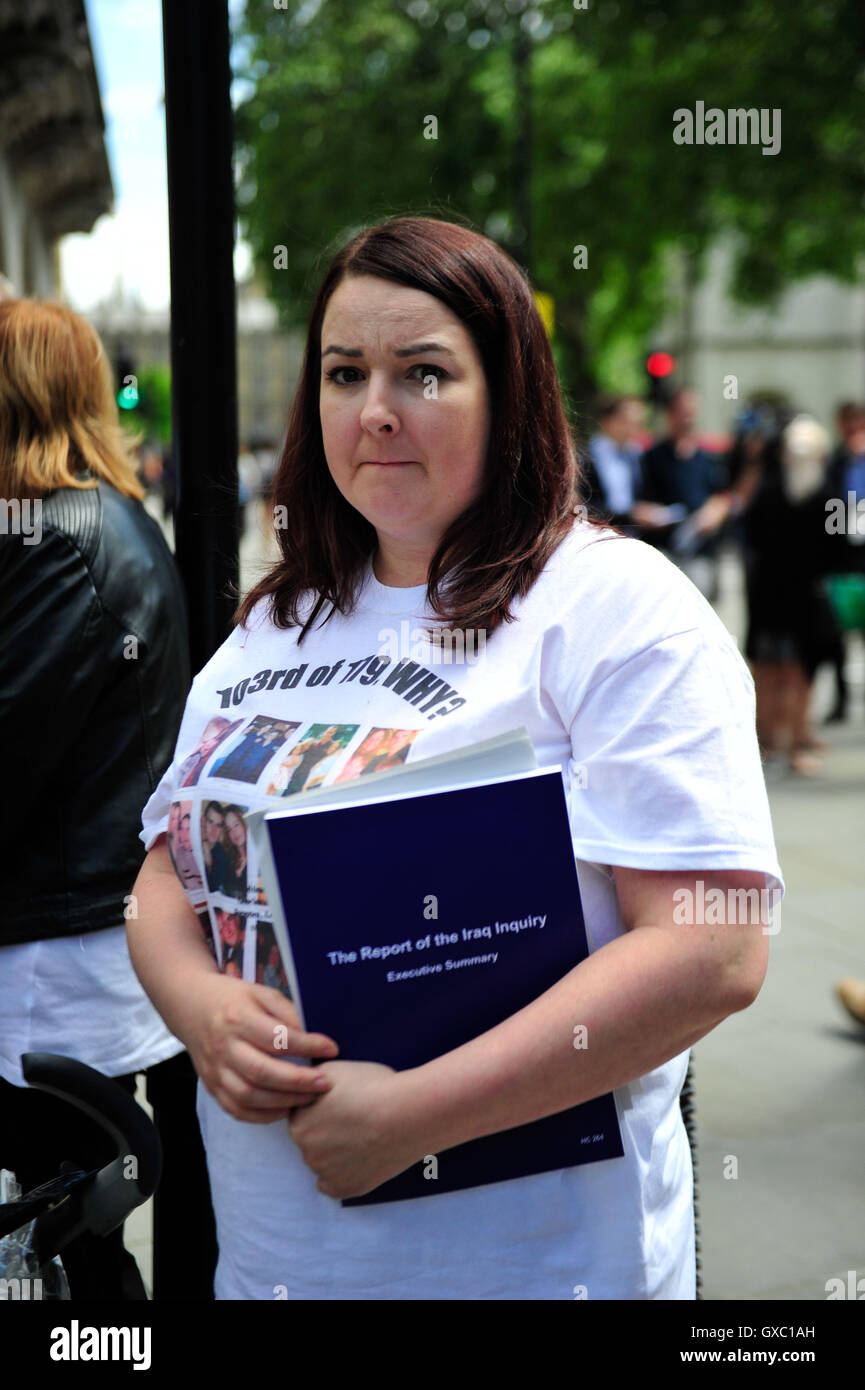 Protesters gather waiting for the verdict from Sir John Chilcott into ...