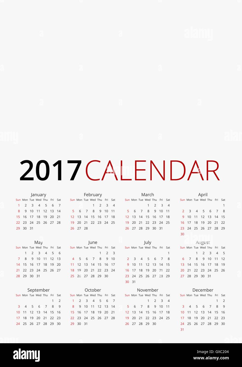 Simple calendar template of may 2017 hi-res stock photography and ...