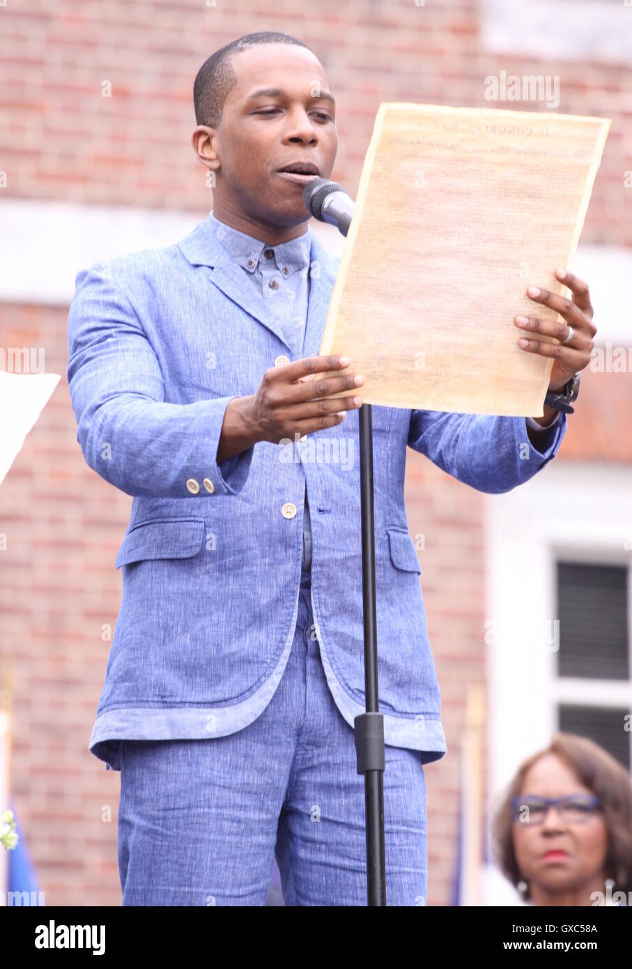 Leslie Odom Jr. and Tom Verica are honored during a July 4th ceremony ...