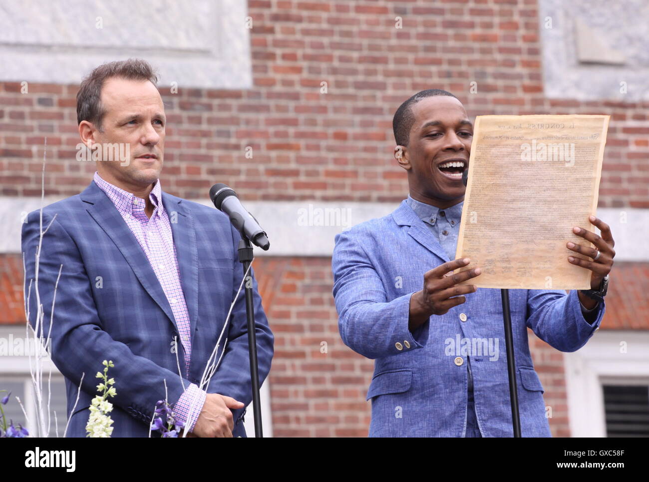 Leslie Odom Jr. and Tom Verica are honored during a July 4th ceremony ...