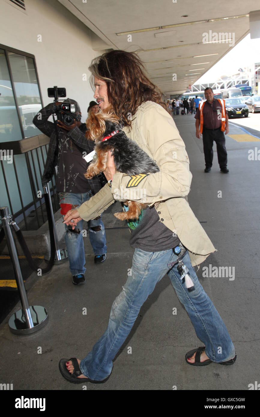 Steven Tyler departs from the airport with his dog Featuring: Steven ...
