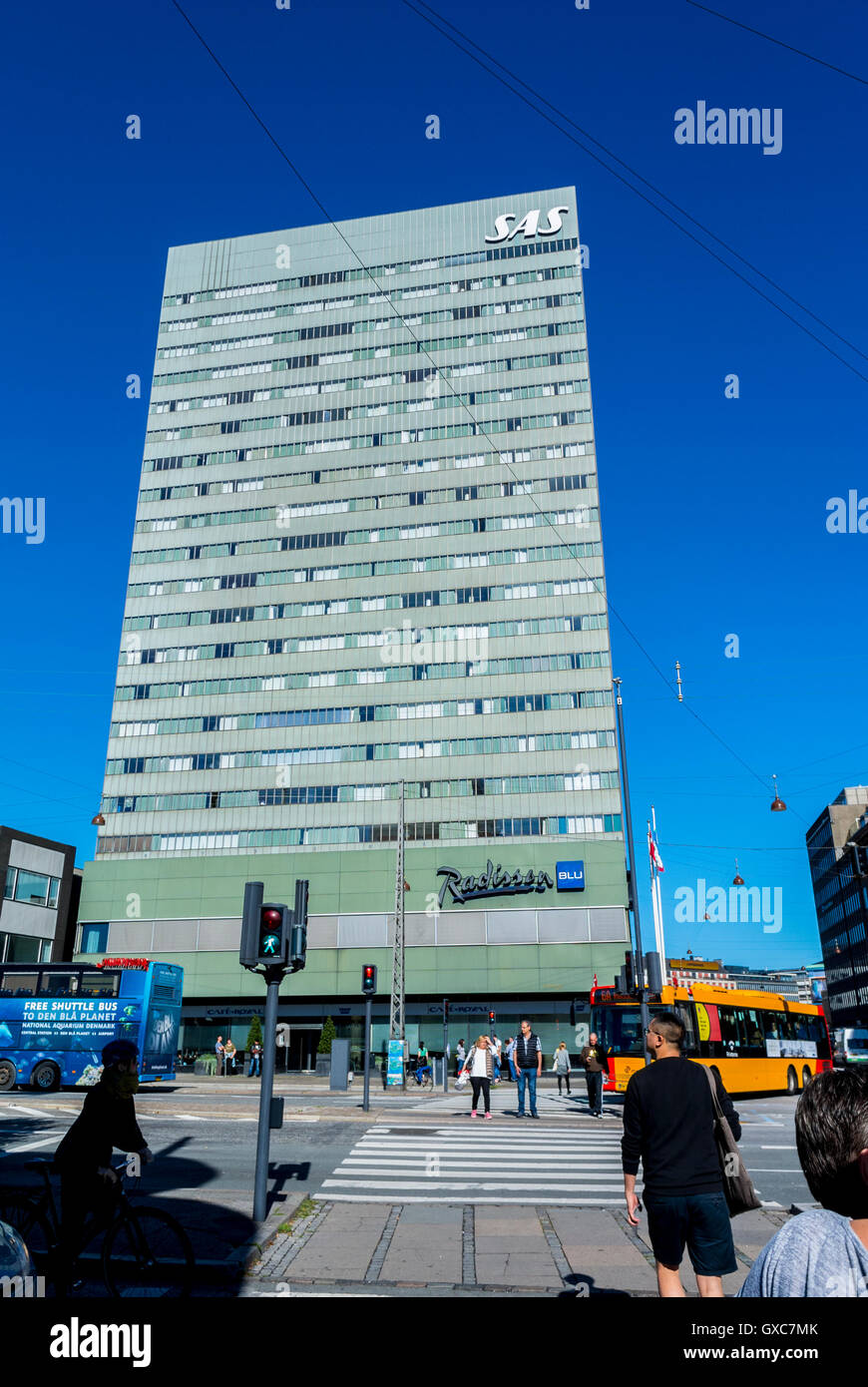 Copenhagen, Denmark, SAS Office Tower, Downtown Street Scene, Low Angle ...