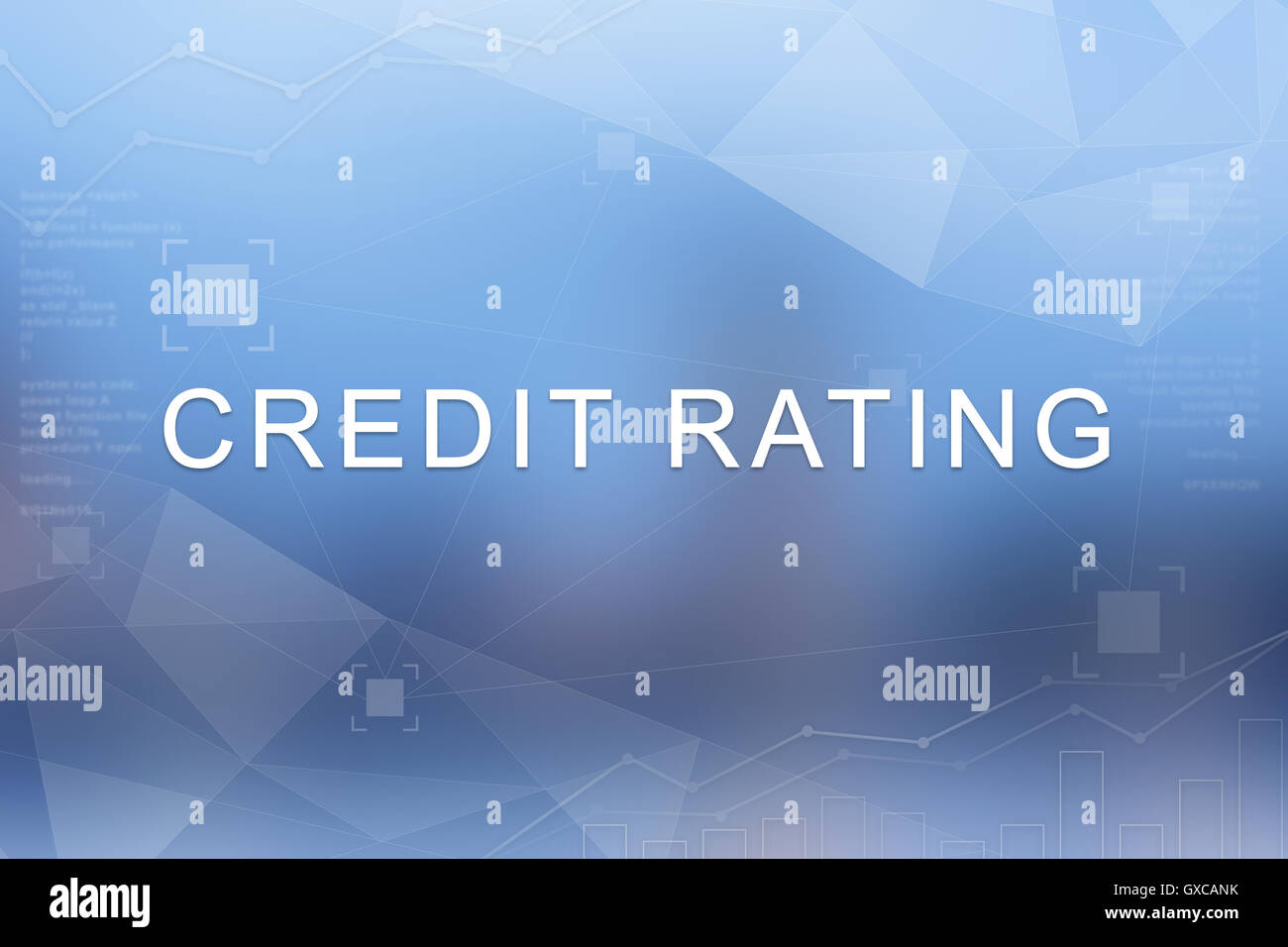 Credit rating word on blue blurred and polygon background Stock Photo ...