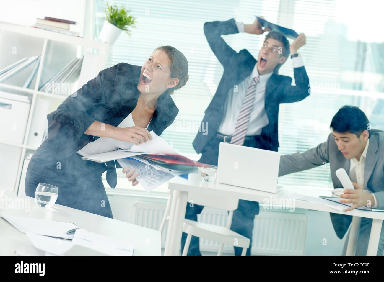 Fire in office Stock Photo - Alamy