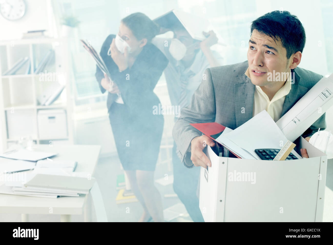 Scared group business people hi-res stock photography and images - Alamy