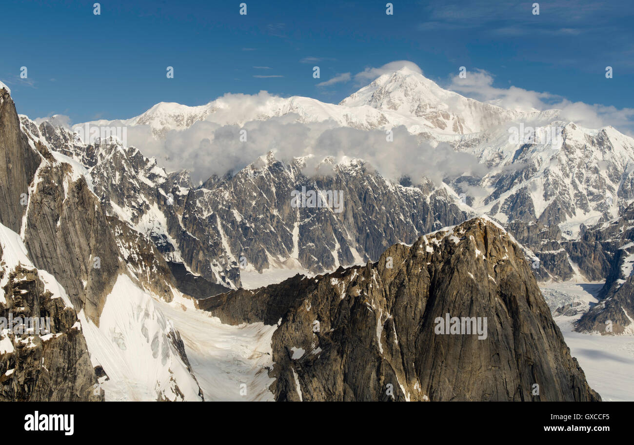 Aerial view of ruth glacier and denali hi-res stock photography and ...