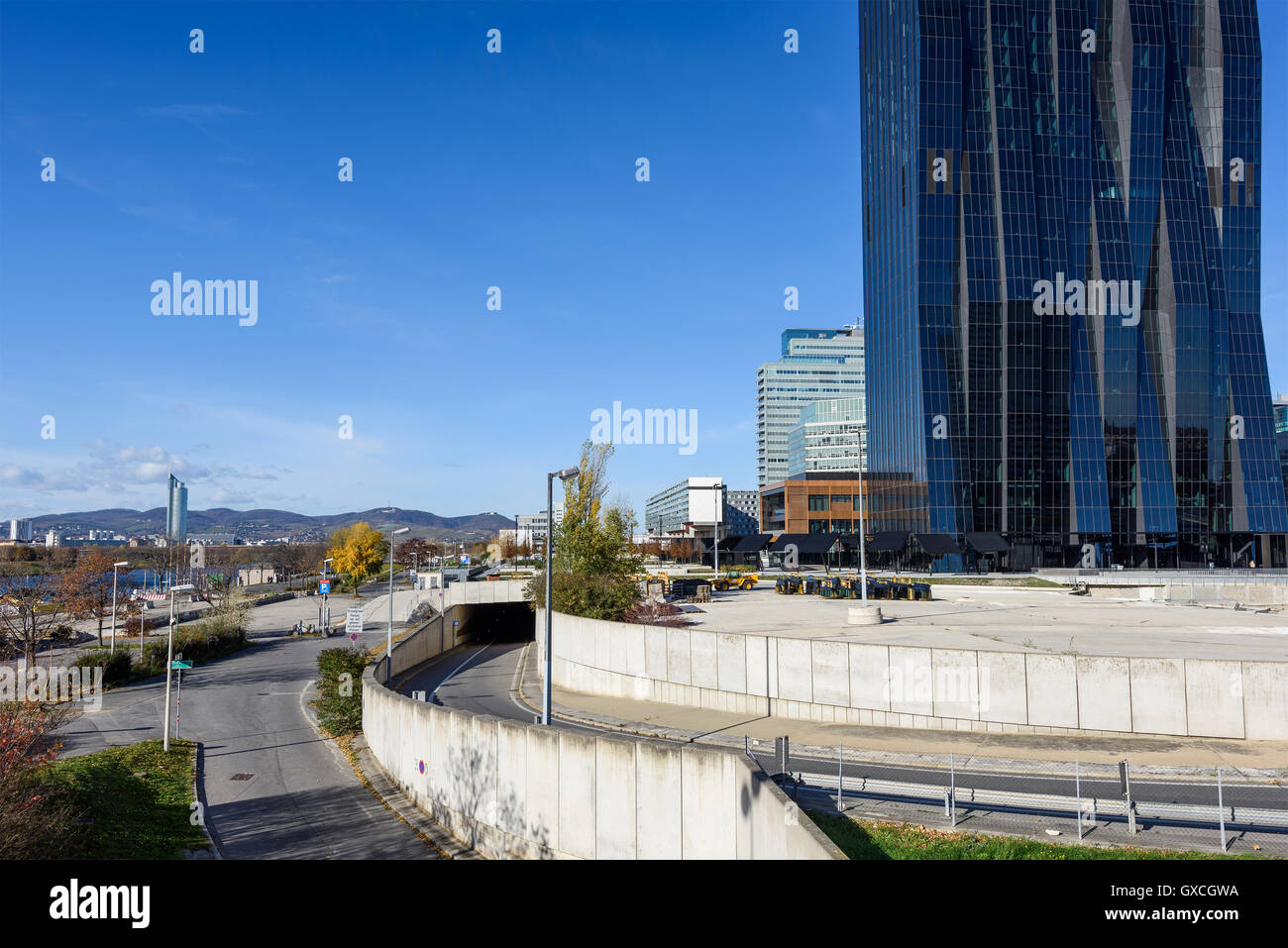 Office skyscraper danube tower background hi-res stock photography and ...