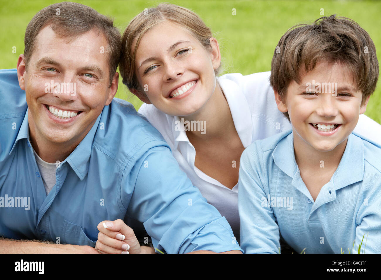Three happy people Stock Photo - Alamy