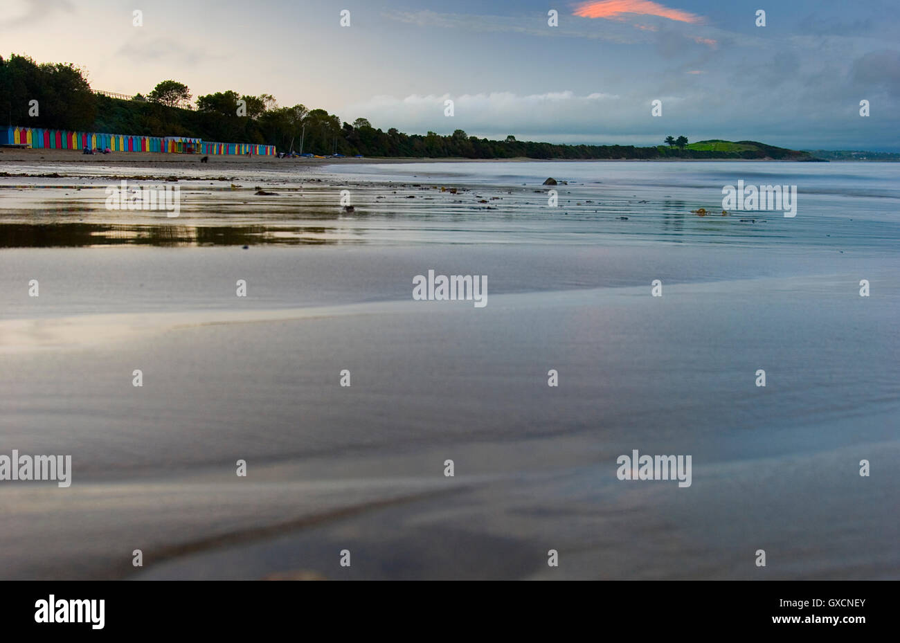 Llanbedrog beach, Llyn Penninsula, beach huts, Gwynned, Wales, UK Stock ...