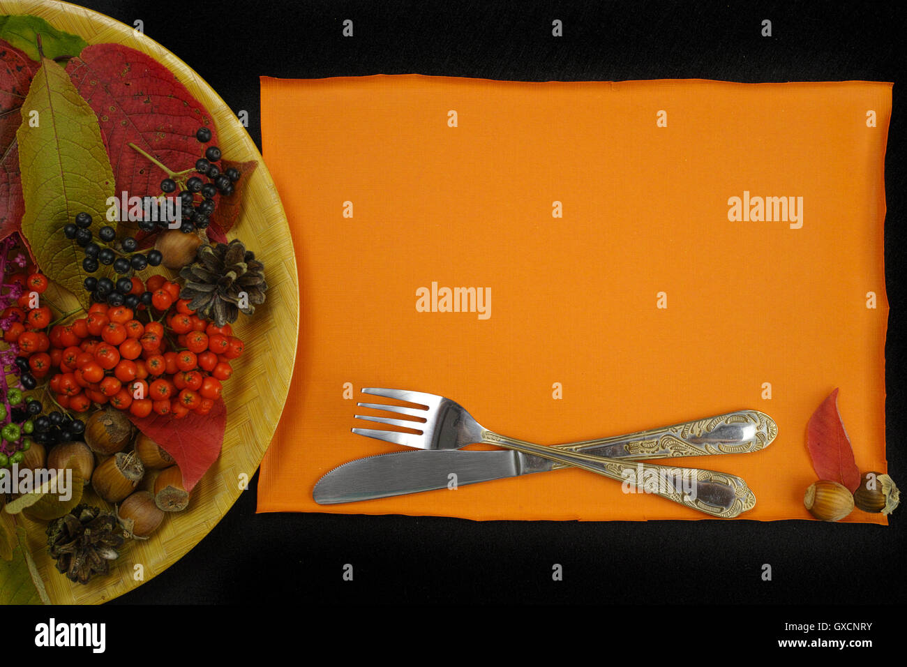 Autumn restaurant menu free text copy space with forest berries and ...