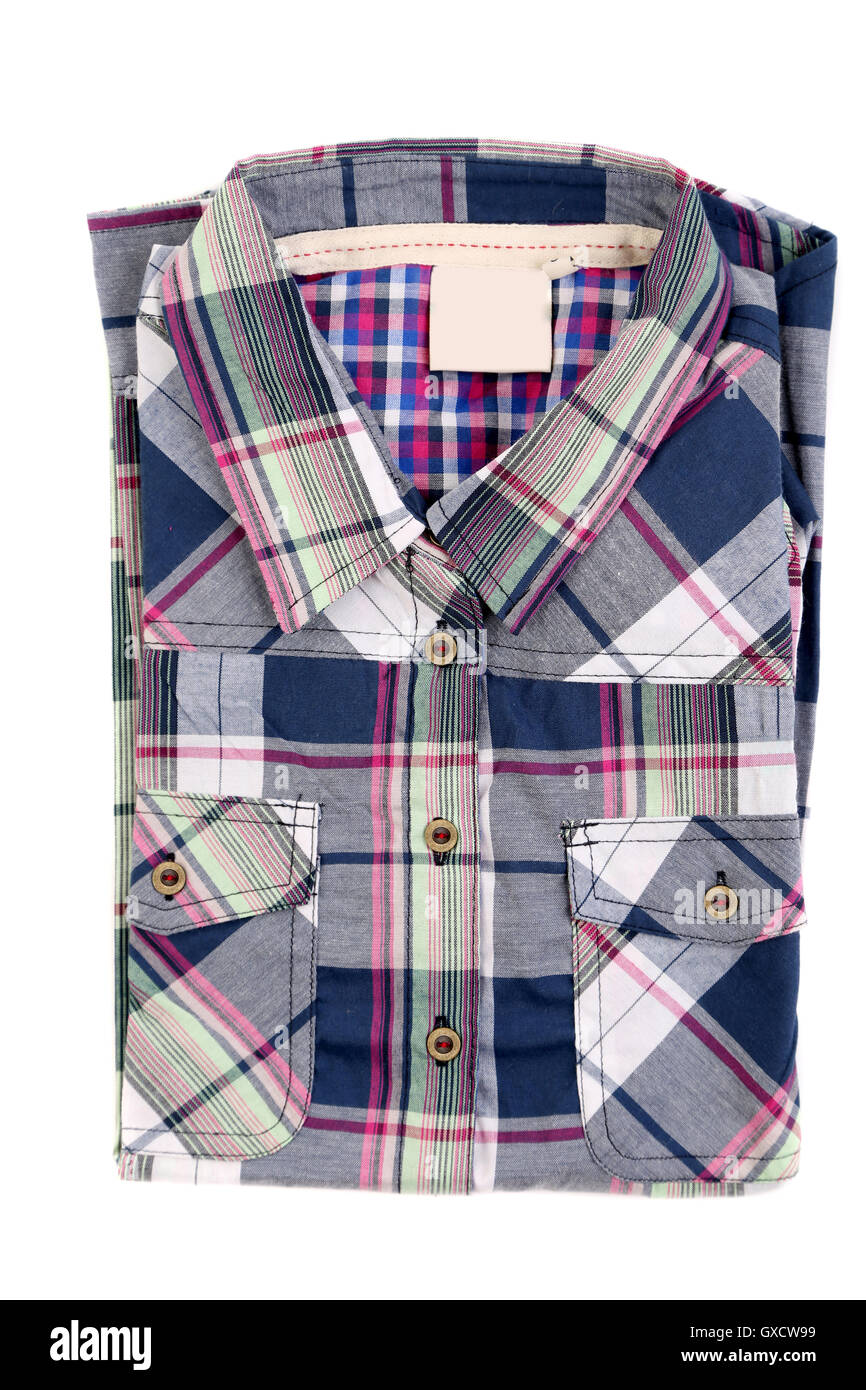 Bright multi-colored plaid shirt with a collar Stock Photo - Alamy