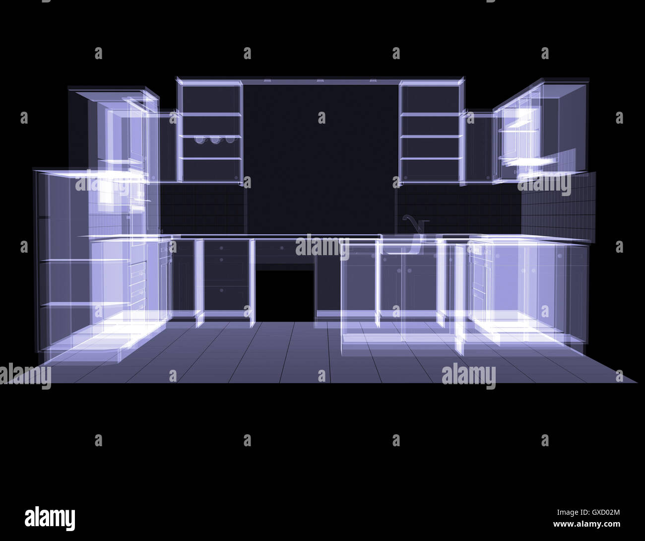 Kitchen. X-ray rendering Stock Photo - Alamy