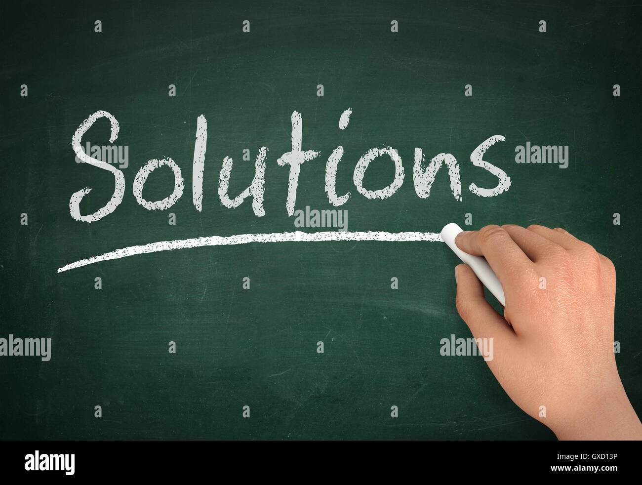 solutions chalkboard write concept 3d illustration Stock Photo - Alamy