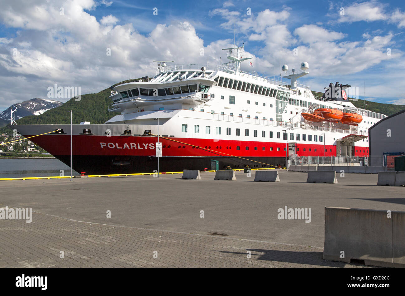 Hurtigruten ferry ship Polarlys at quayside, Tromso, Norway Stock Photo ...