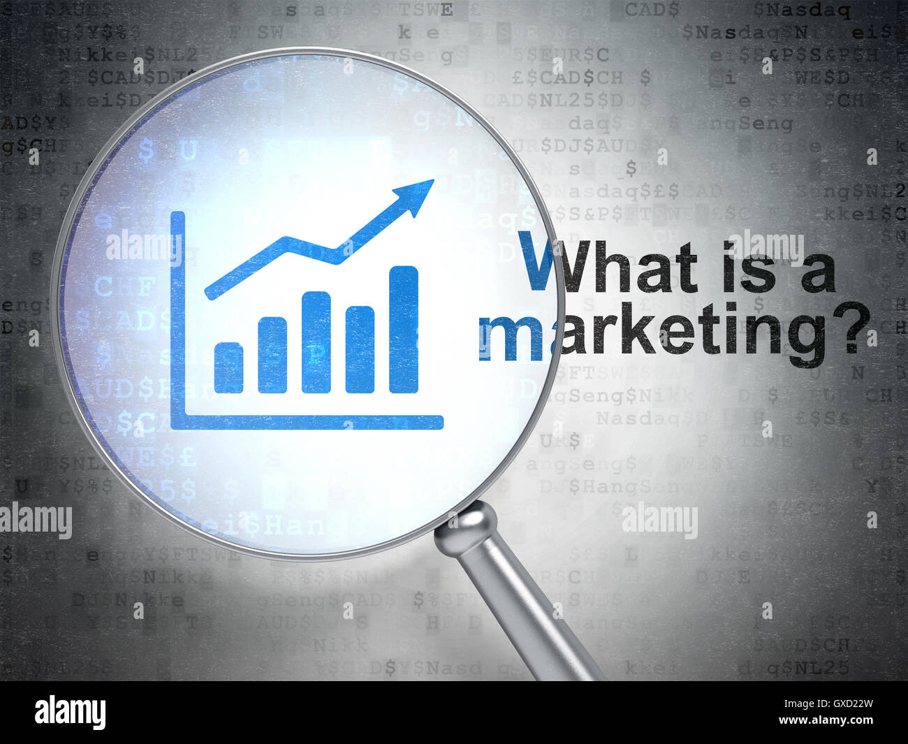 Advertising concept: Growth Graph and What is a Marketing? with optical ...