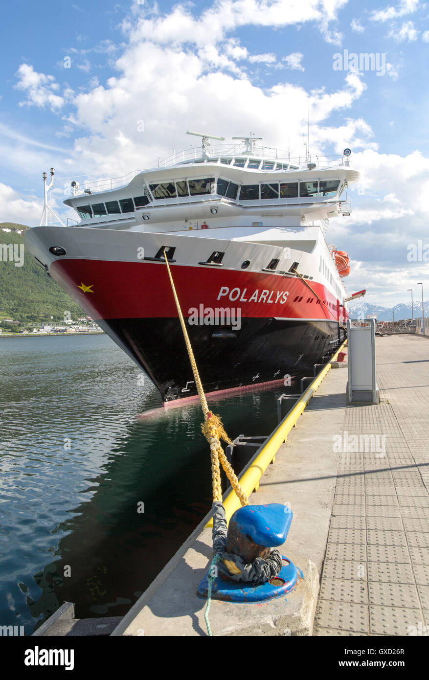 Hurtigruten ferry ship Polarlys at quayside, Tromso, Norway Stock Photo ...
