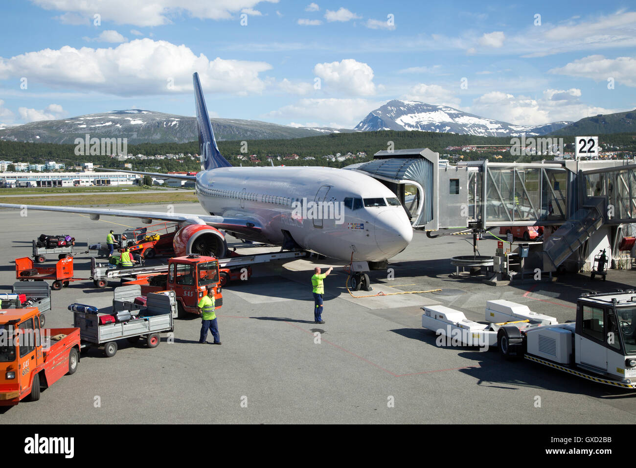 Plane being loaded at the airport, Tromso, Norway Stock Photo - Alamy