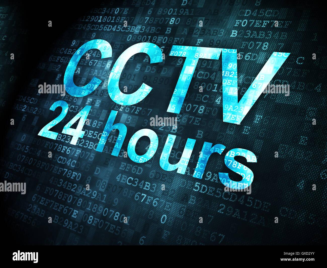 Safety concept: CCTV 24 hours on digital background Stock Photo - Alamy