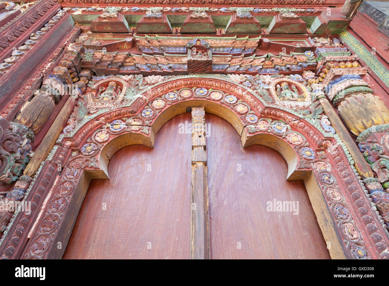 Door detail, Changu Narayan temple near Bhaktapur, Nepal Stock Photo ...