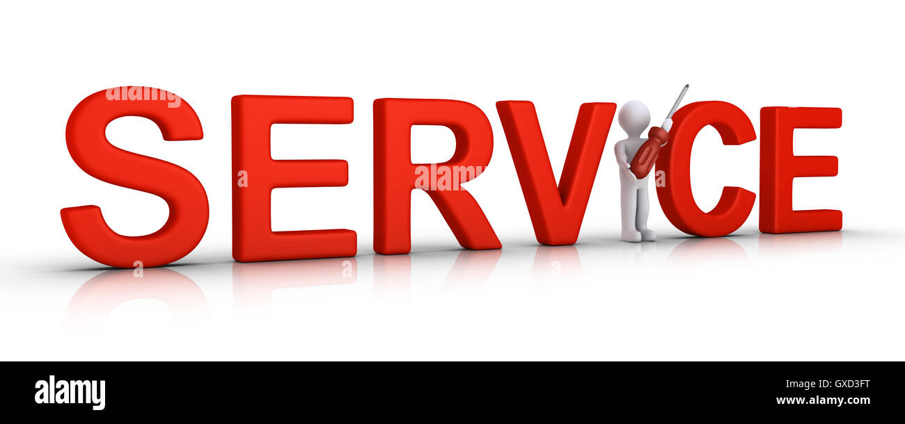 Service word and person holding screwdriver Stock Photo - Alamy