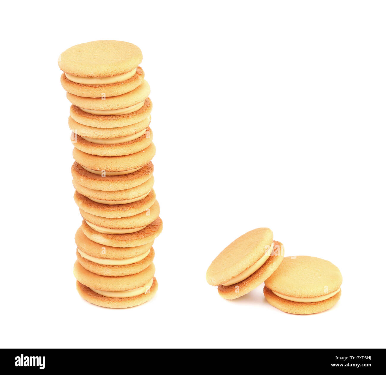 Stack of cookie biscuits with filling Stock Photo - Alamy