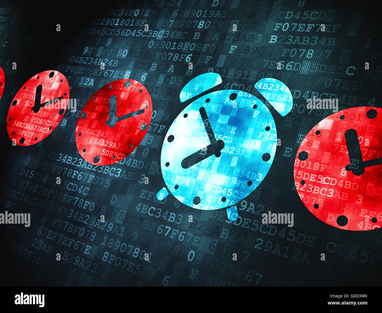 Time concept: Alarm Clock on digital background Stock Photo - Alamy