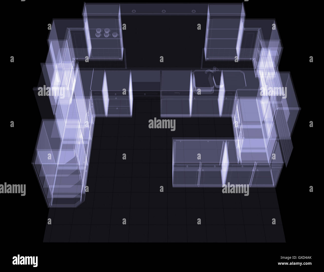 Kitchen. X-ray rendering Stock Photo - Alamy