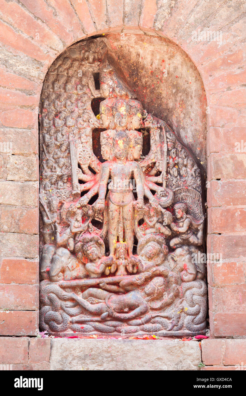 Licchavi stone carving of Vishnu, Changu Narayan temple near Bhaktapur ...