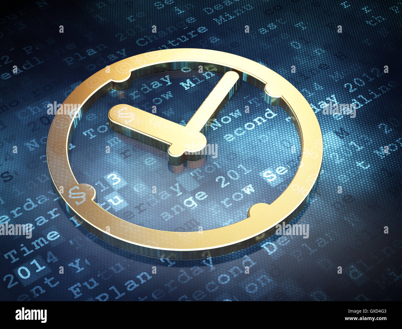 Time concept: Golden Clock on digital background Stock Photo - Alamy