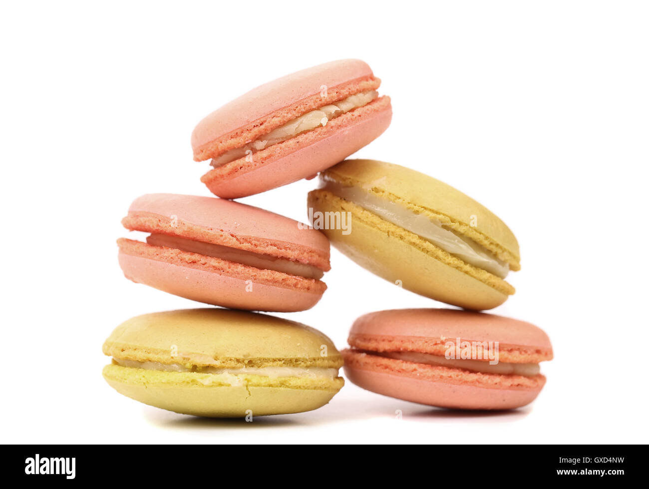 Five various macaron cakes. Close up Stock Photo - Alamy