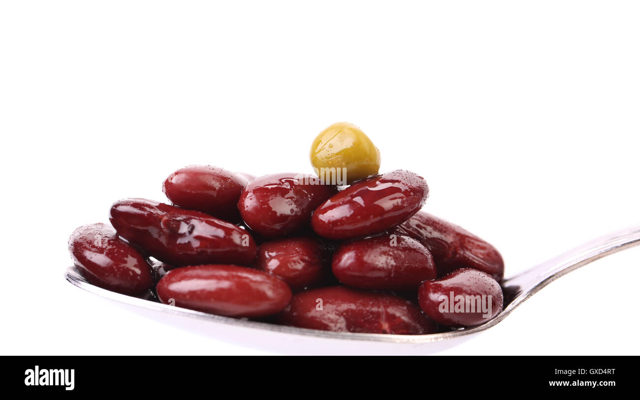 Preserve beans on a spoon Stock Photo - Alamy