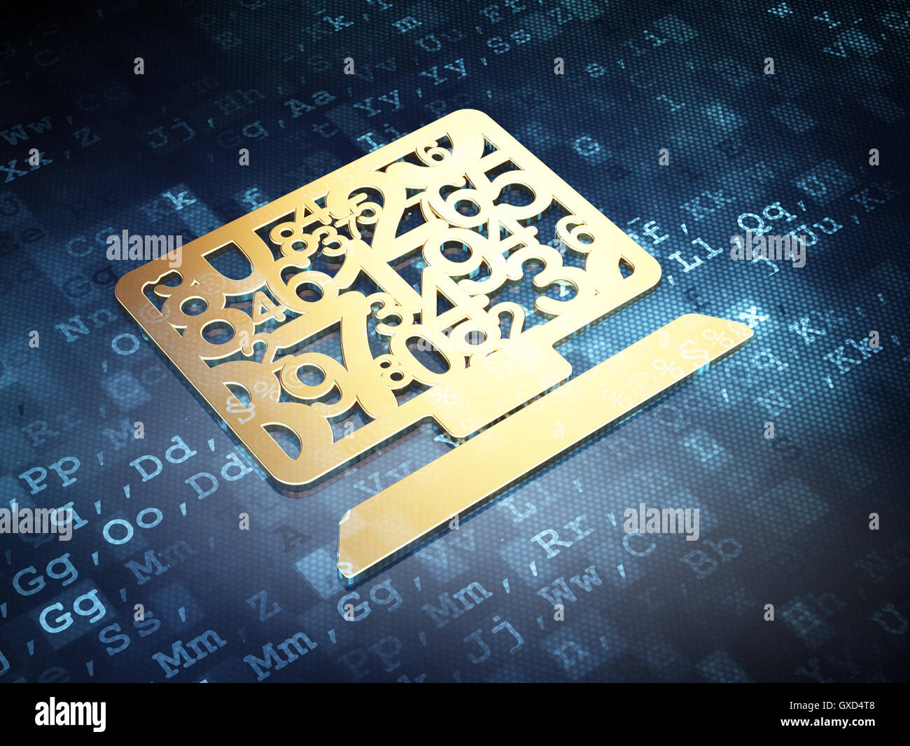 Education concept: Golden Computer Pc on digital background Stock Photo ...