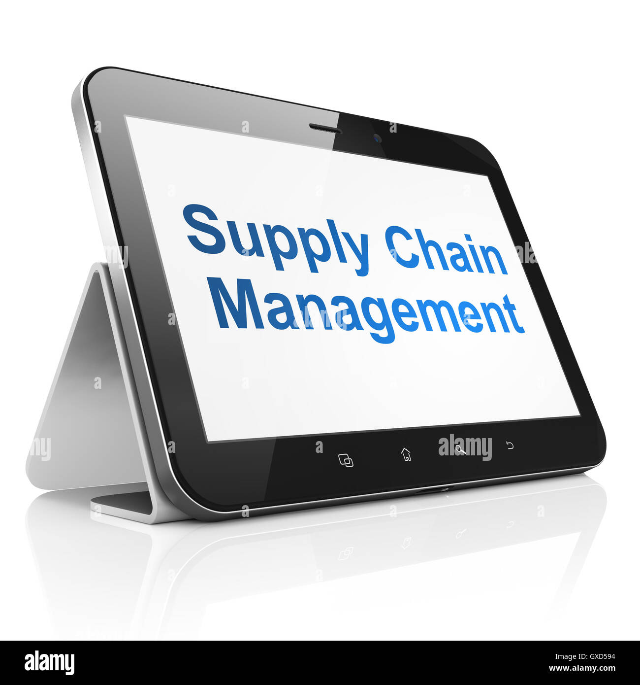 Advertising concept: Supply Chain Management on tablet pc computer ...