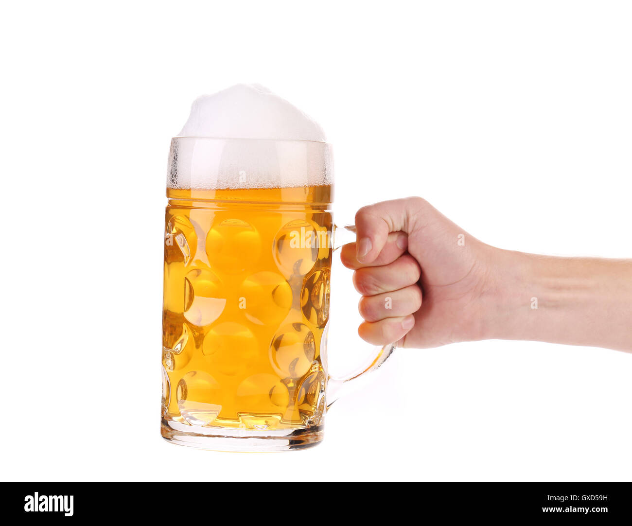 Full beer mug in hand Stock Photo - Alamy