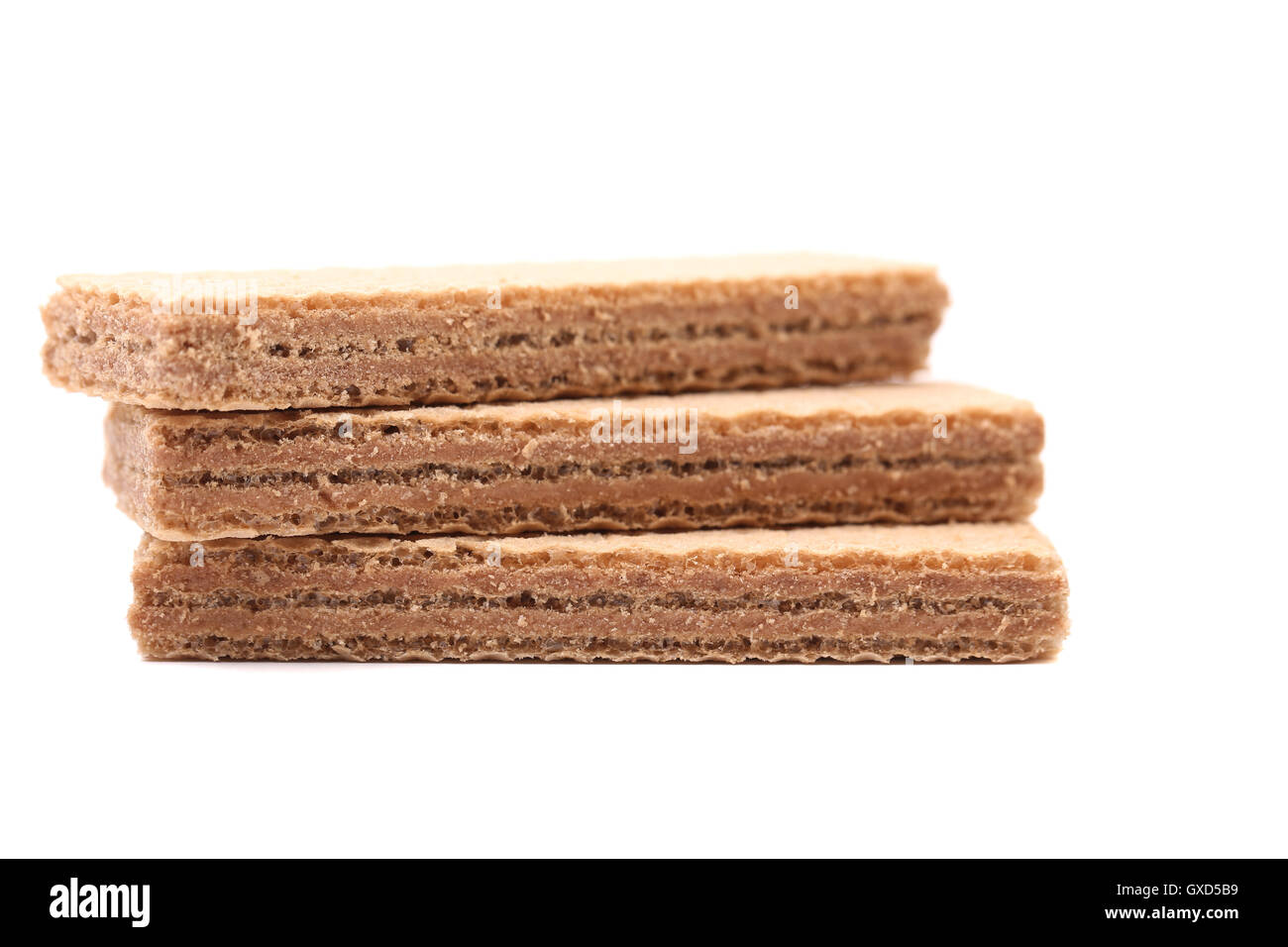 Three wafers with chocolate Stock Photo - Alamy