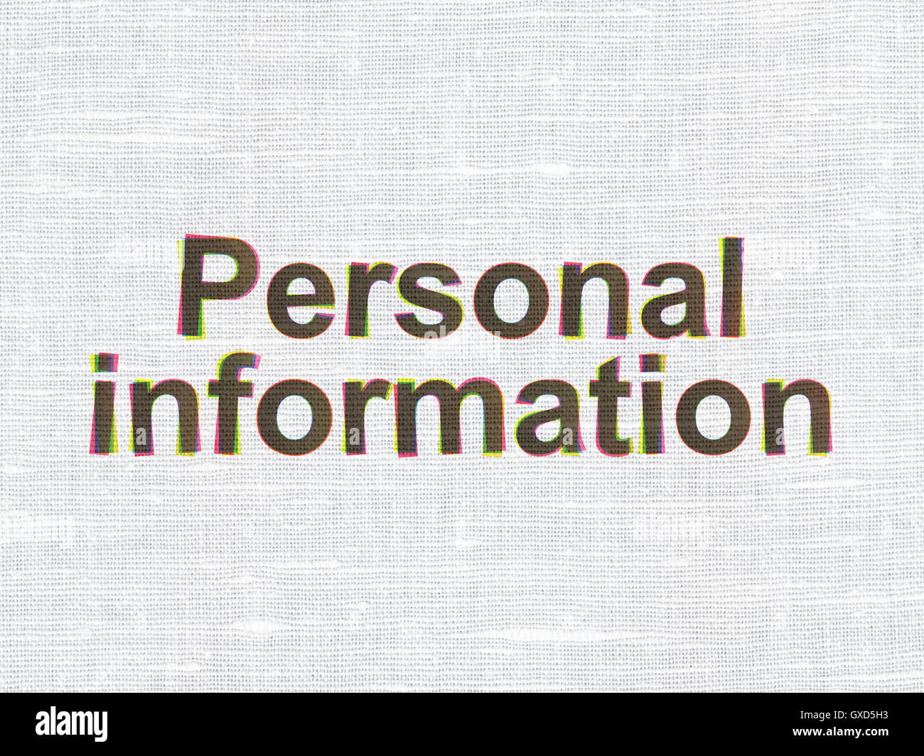 Protection concept: Personal Information on fabric texture background ...