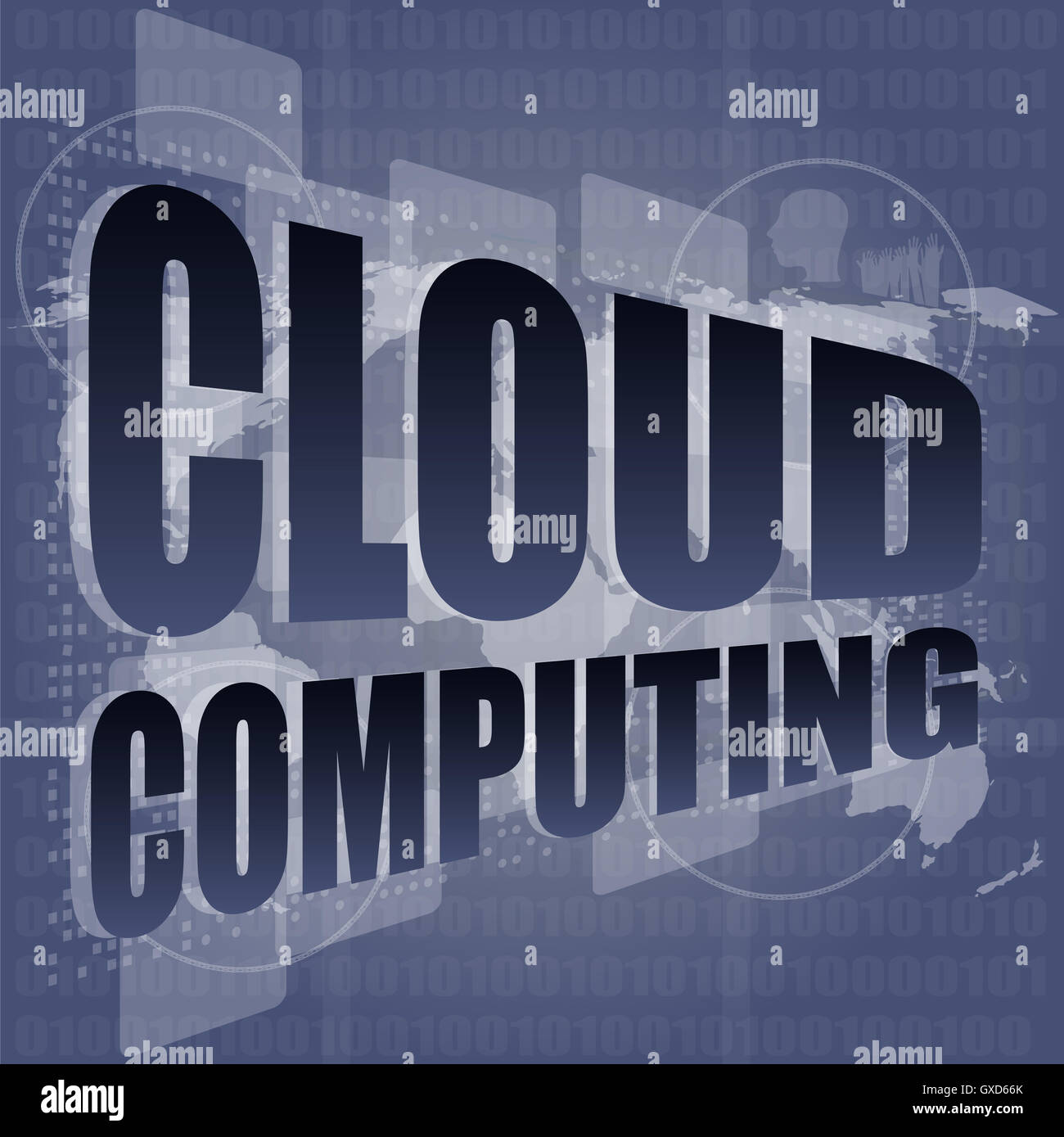 cloud computing word on touch screen, modern virtual technology ...