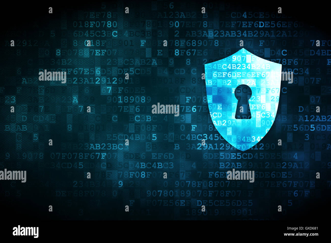 Privacy concept: Shield With Keyhole on digital background Stock Photo ...