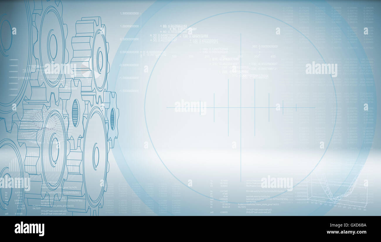 High-tech gear on a blue background Stock Photo - Alamy