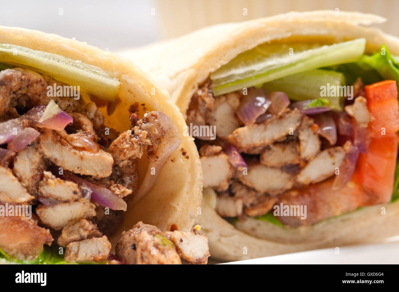 kafta shawarma chicken pita wrap roll sandwich Stock Photo - Alamy