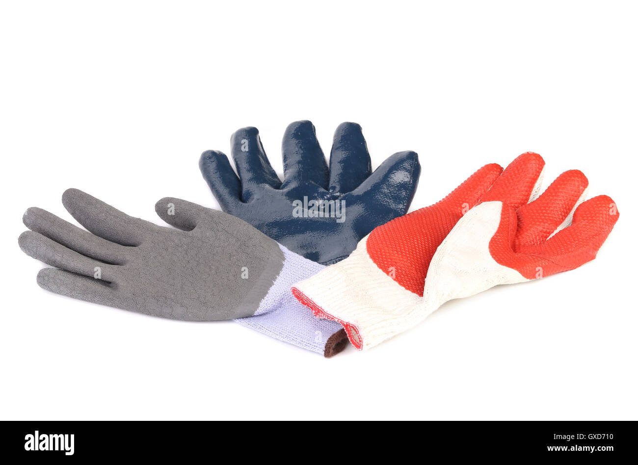 Three different colors protective gloves Stock Photo - Alamy