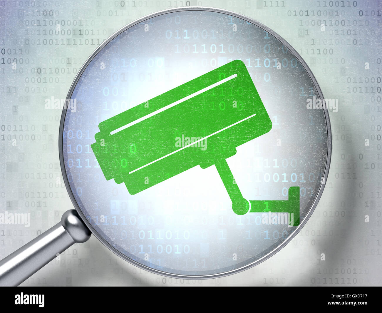 Privacy concept: Cctv Camera with optical glass on digital background ...