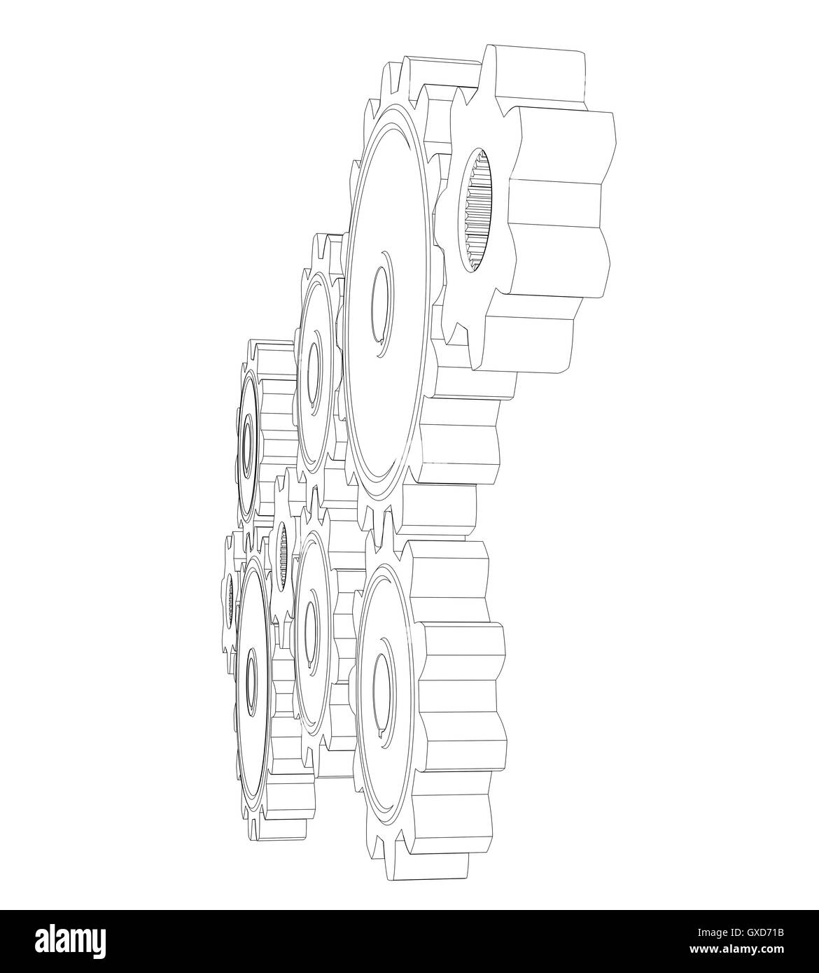 Wire frame gears Stock Photo - Alamy