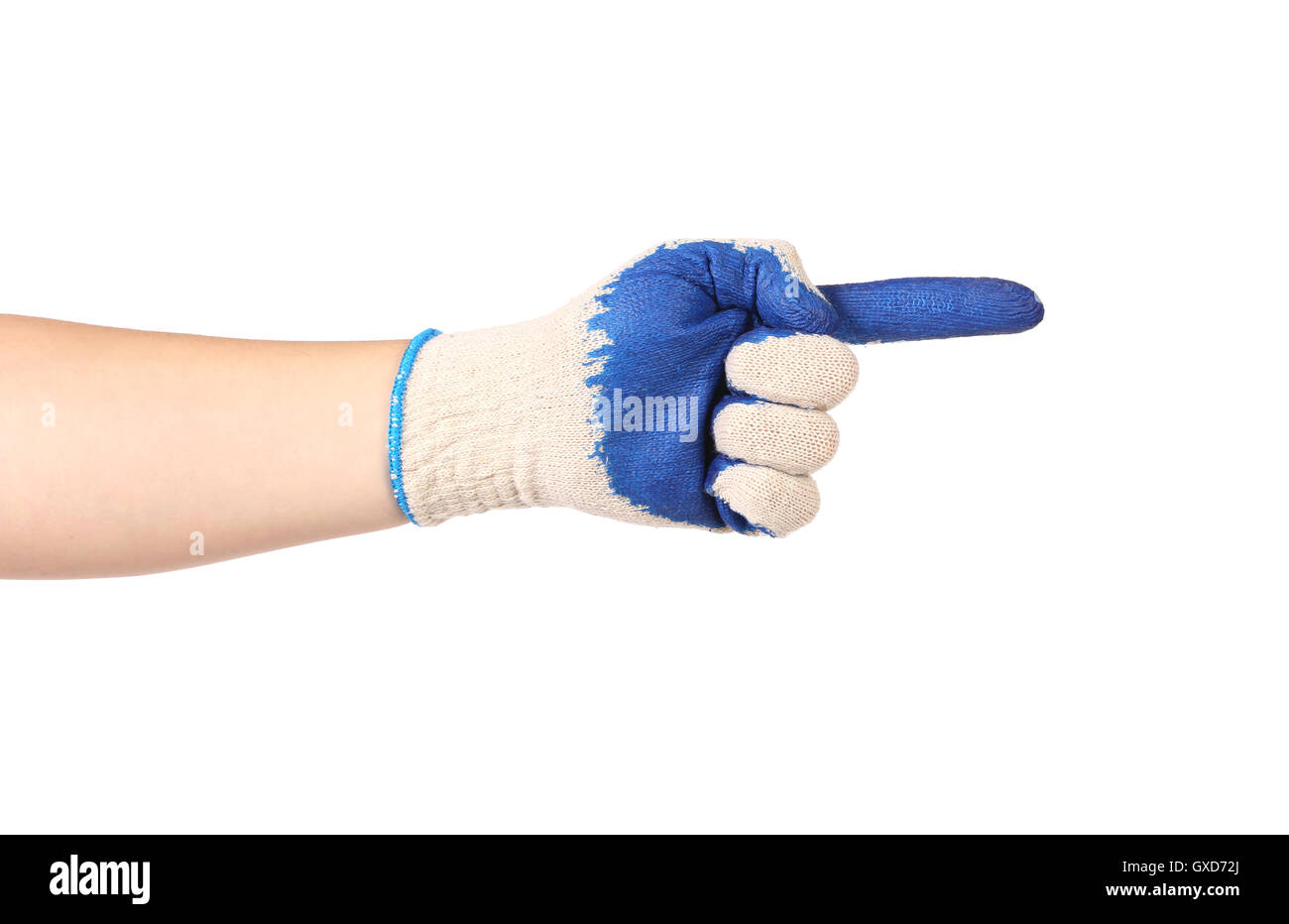 Working gloves with pointing finger Stock Photo - Alamy