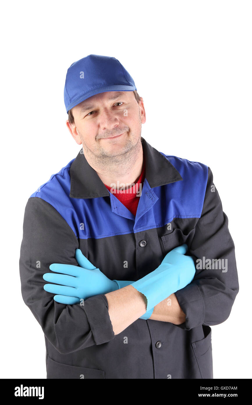 Working man smiling Stock Photo - Alamy